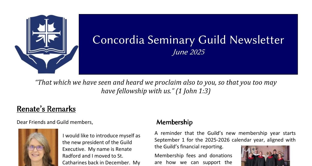 Summer Guild Newsletter Released – Concordia Lutheran Theological Seminary